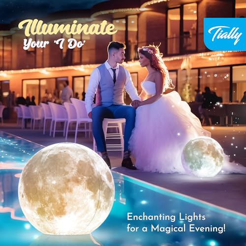 TIALLY Full Moon Floating Pool Lights β 14β Solar Pool Lights That Float, Led Pool Light Glow Ball - Pool Accessories and Gifts for Pool Owners - Set of 2 Led Balls