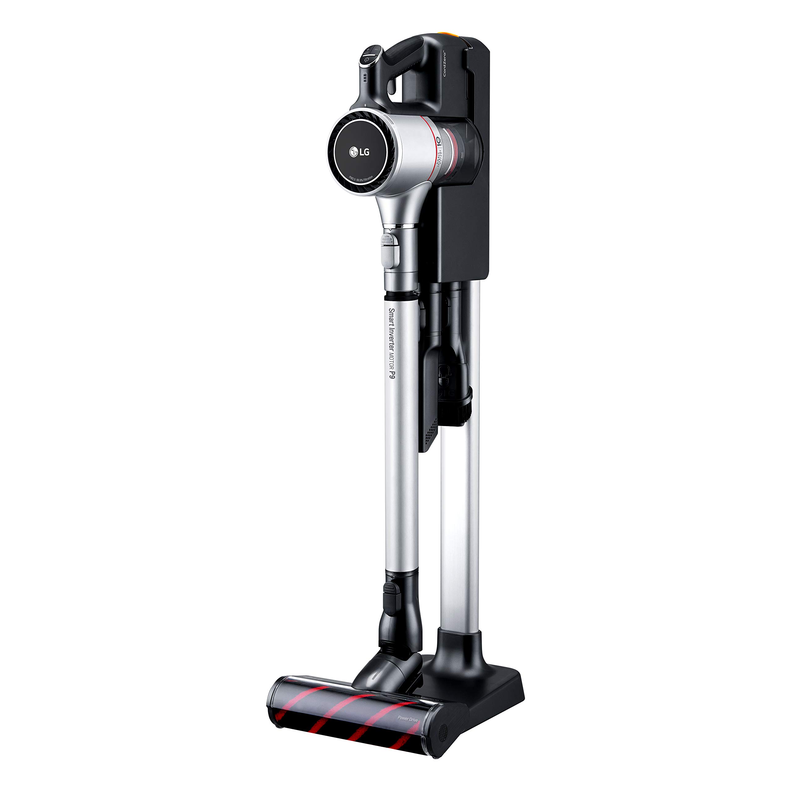 LG CordZero A906SM Stick Charge Plus Cordless Rechargeable Vacuum, Matte Silver, Powerful Suction, Long-Lasting, Cleans Carpets and Hard Floors, Includes Extra Battery (Renewed)