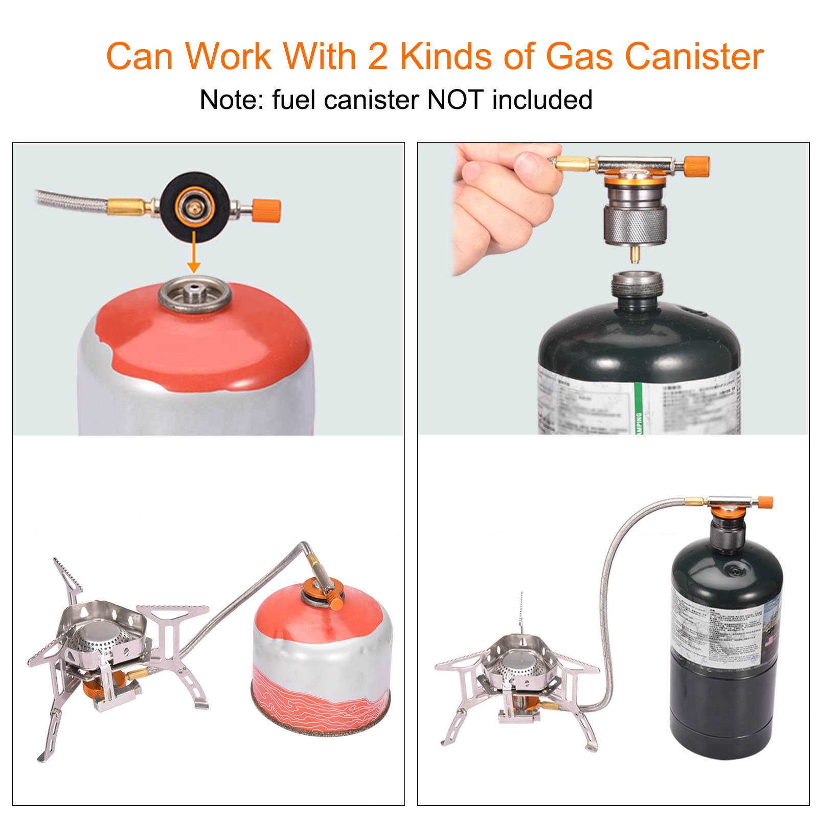 Portable Backpacking Stove with Piezo Ignition Windproof Camping Gas Stove Camp Stove Foldable Burner with Propane Canister Adapter for Outdoor Camping Hiking Picnic