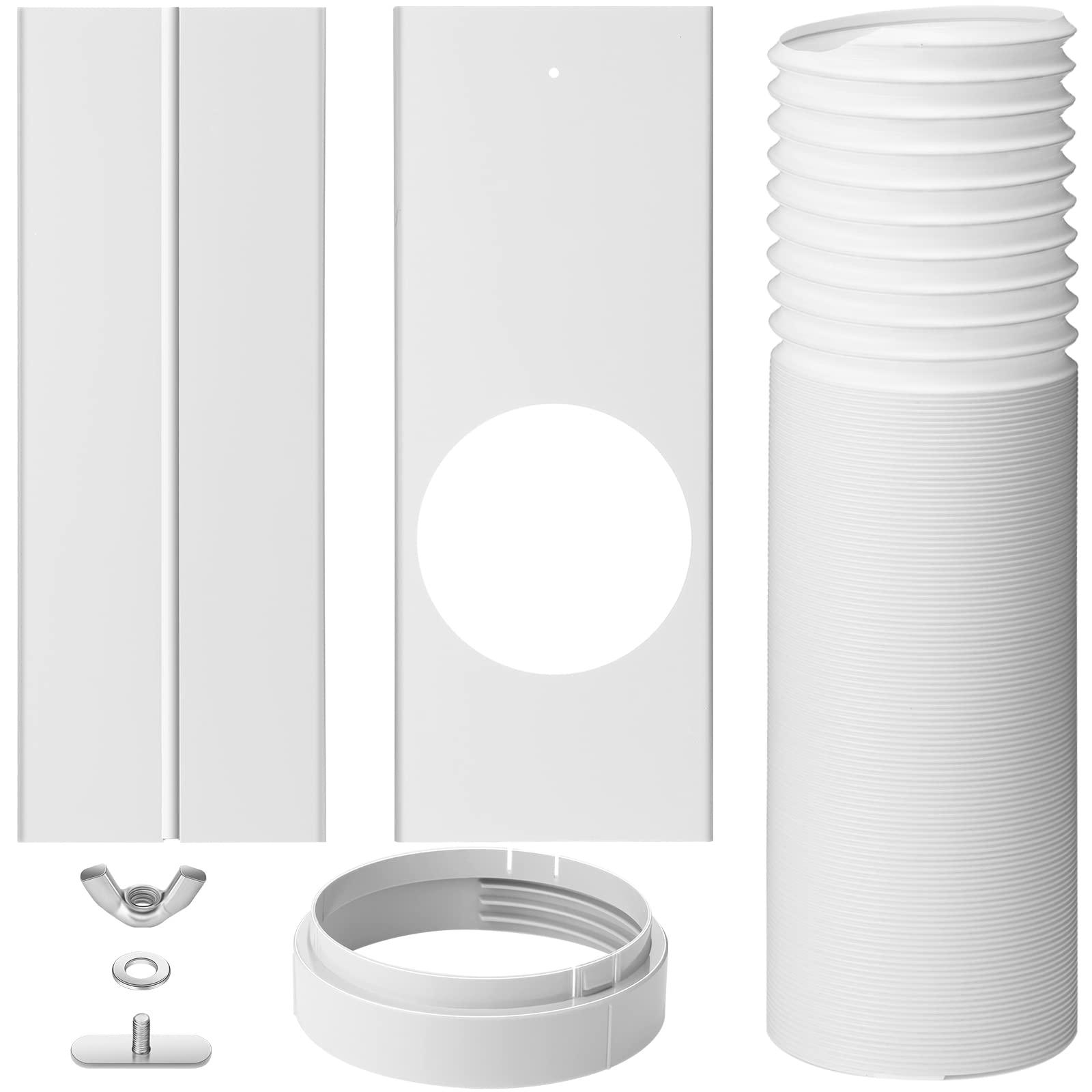 Portable Air Conditioner Window Vent Kit, 1 Universal Counterclockwise Thread Exhaust Hose with Coupler Adjustable Window Seal for Air Conditioner, Sliding Windows