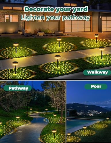 Staffzille Solar Pathway Lights 8 Pack, Solar Lights Outdoor Waterproof IPX5, 200lm Brightness Up to 10 Hours Auto On/Off Decorative Solar Lights for Outside Garden, Landscape, Yard, Patio, Driveway
