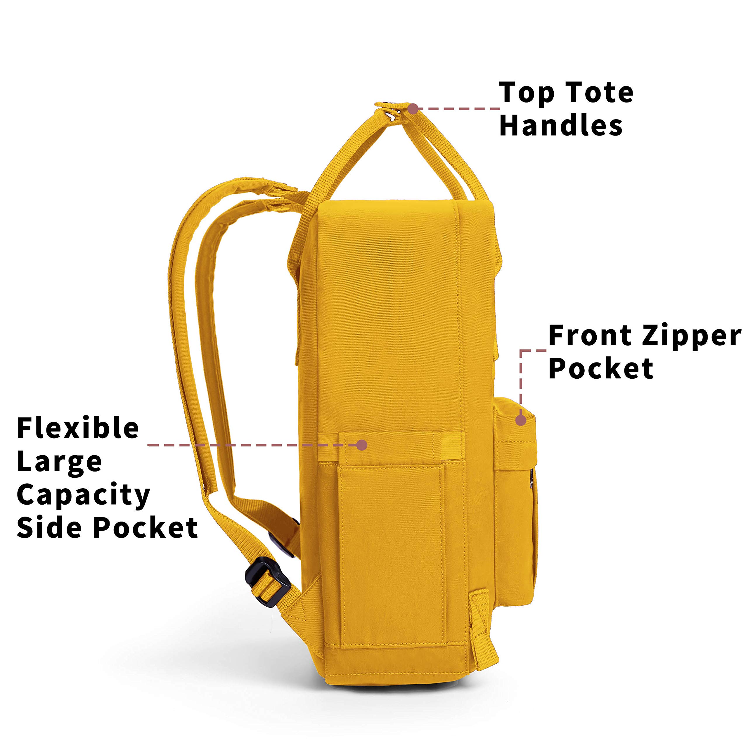 KALIDI Casual Backpack for Women,15 Inches Laptop Backpack Classic Camping Rucksack Travel Outdoor Daypack College Bag Yellow