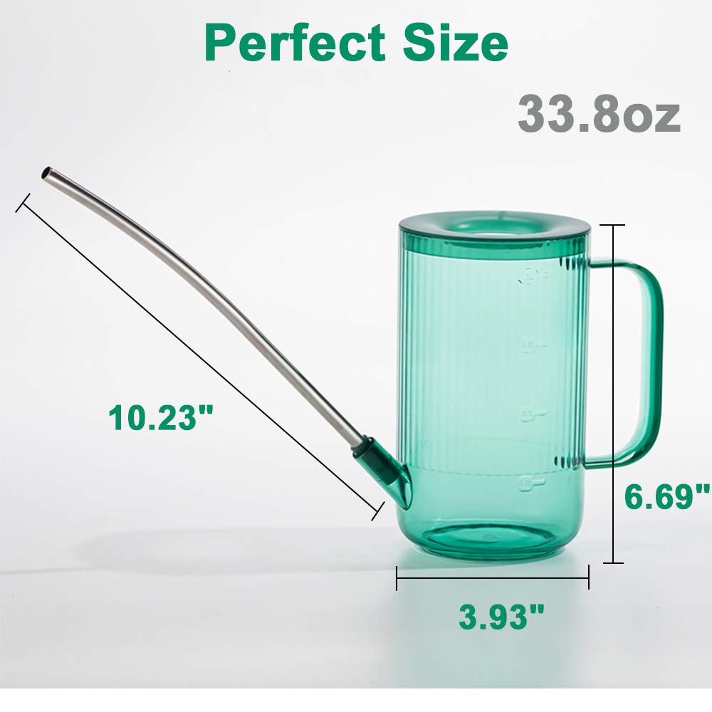 Tennedriv Green Watering Can for Indoor Plants with Long Spout, Water Spray Bottle for Plants, Plant Mister Spray Bottle