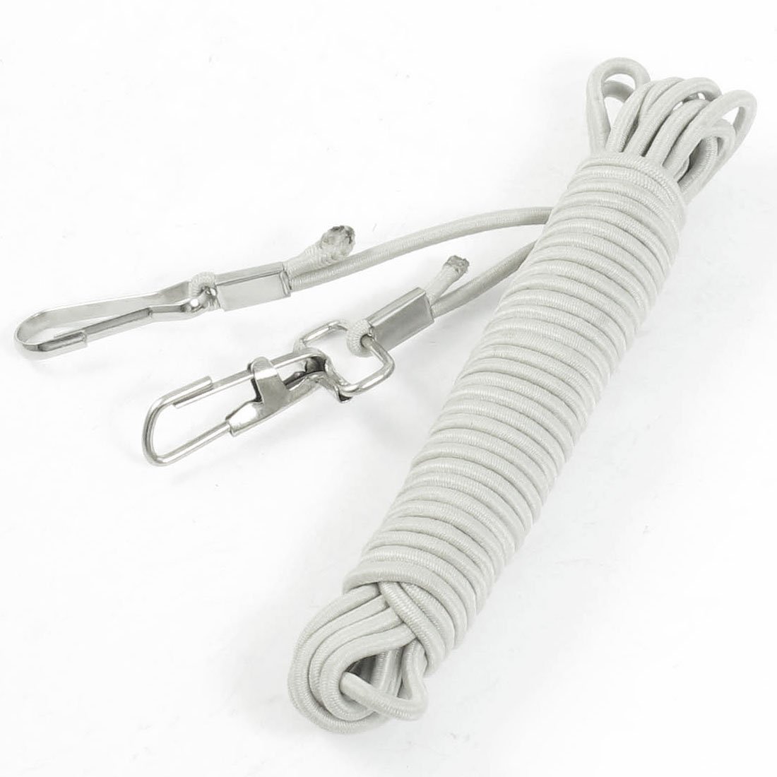 Qtqgoitem 5M Metal Clip Hook Elastic Fishing Rod Safety Line Cable Rope Silvery Gray (Model: 8fb 7a9 7ff 6d0 3fd)
