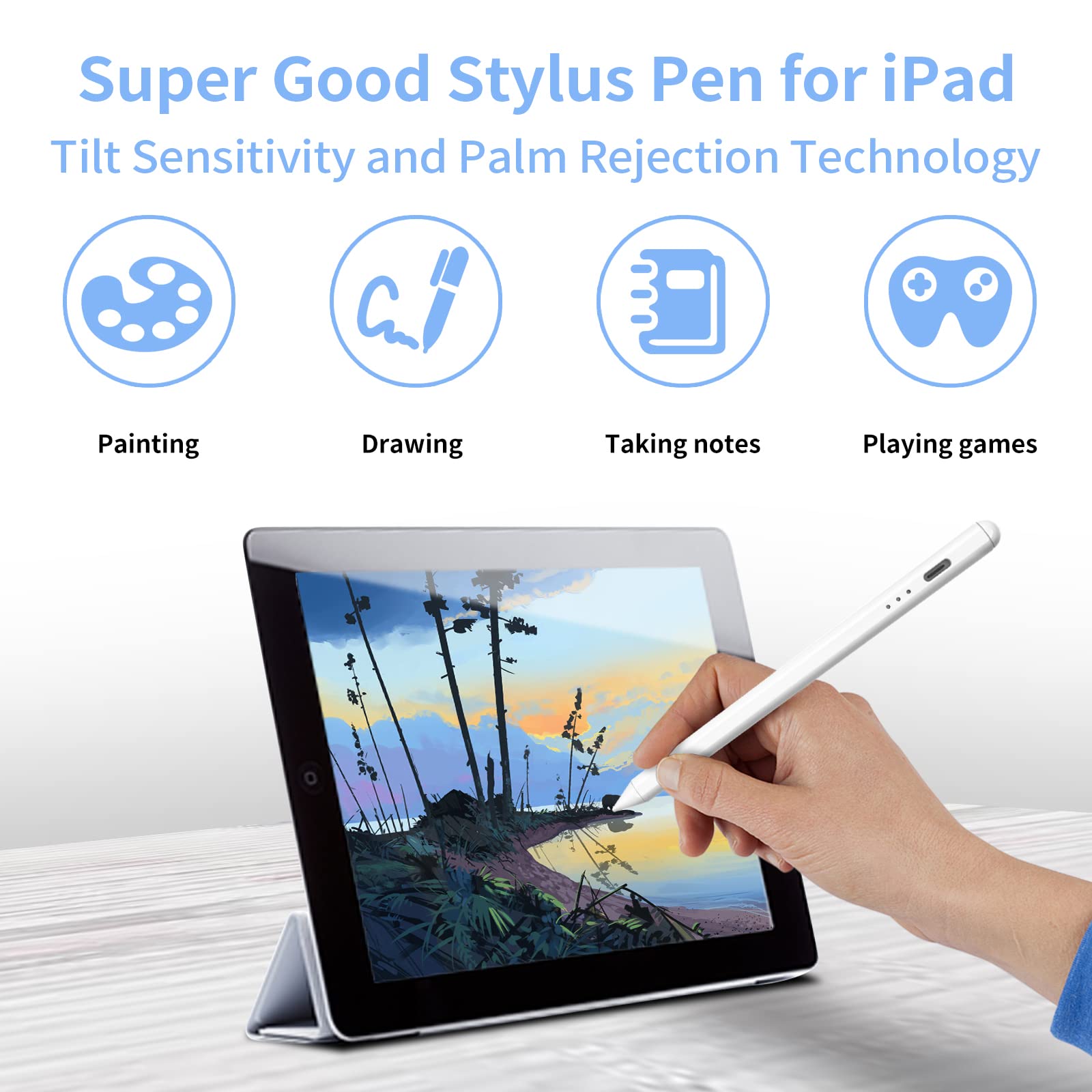 Stylus Pen for Apple ipad Pencil: ipad Pencil for ipad 10th 9th 8th 7th 6th Generation ipad Pro 11 iPad 12.9 inch iPad Mini 6th 5th iPad Air 5th 4th 3rd with Palm Rejection & Tilt Sensitive ipad Pen