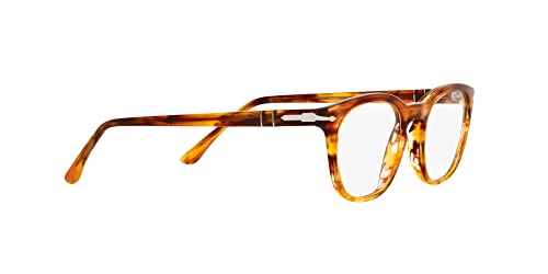 Persol PO3258V Round Prescription Eyewear Frames, Striped Brown/Demo Lens, 48 mm