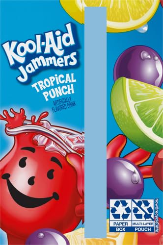 Kool-Aid Jammers Tropical Punch Flavored Kids 0% Juice Drink (10 ct Box, 6 fl oz Pouches)