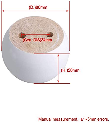 Mysummer 4PCS White Round Bun Feet Wood Sofa Legs Solid Wood Furniture Legs for Cabinet Sofa Ottoman TV Stand Loveseat Dresser