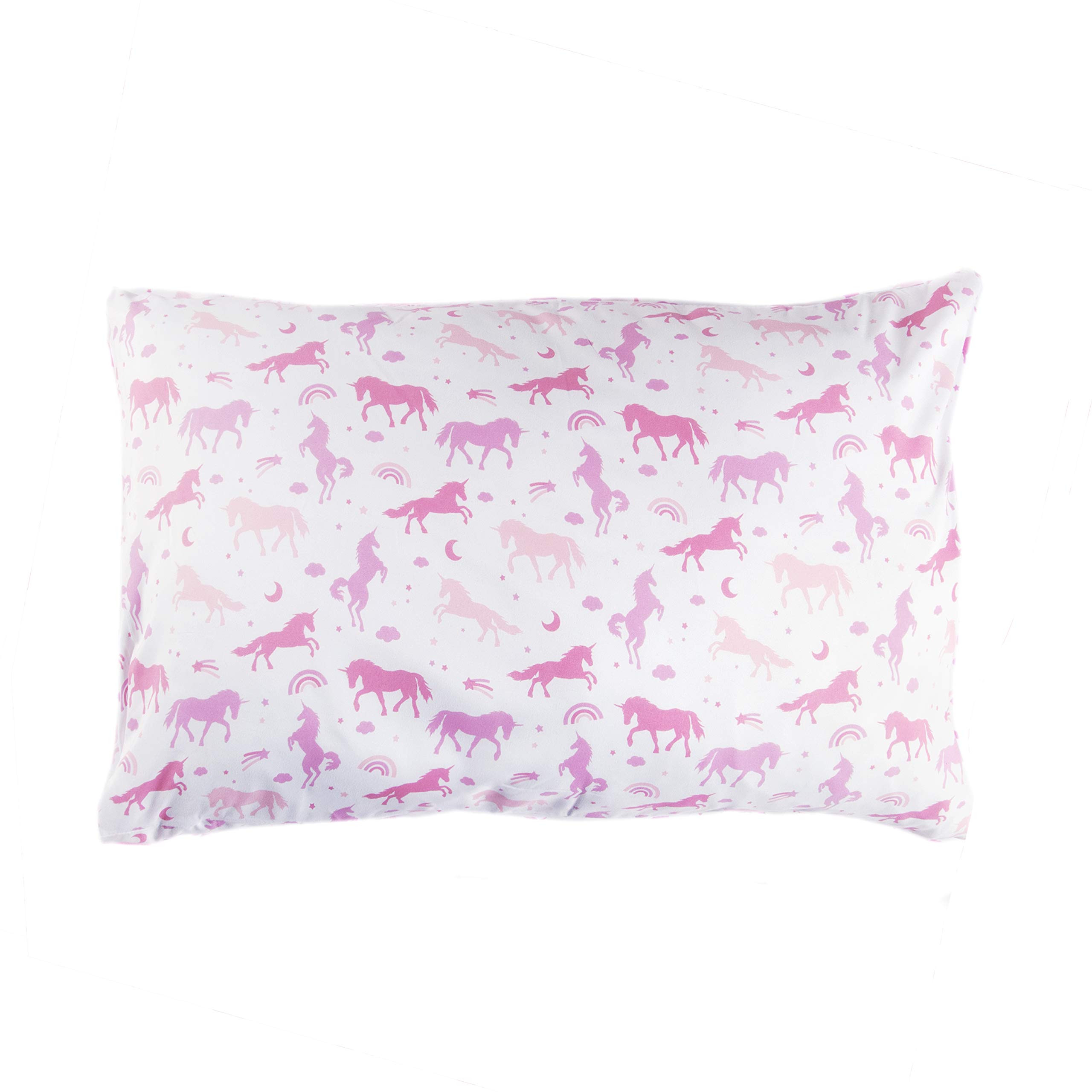 Kids Rule 3-Piece Unicorn Sheet Set | 1 Twin Flat Sheet, 1 Twin Fitted Sheet & 1 Queen Pillowcase | 100% High-Grade Micro-Denier Polyester Fiber | Soft, Smooth & Durable | for Girls | Pink & Purple