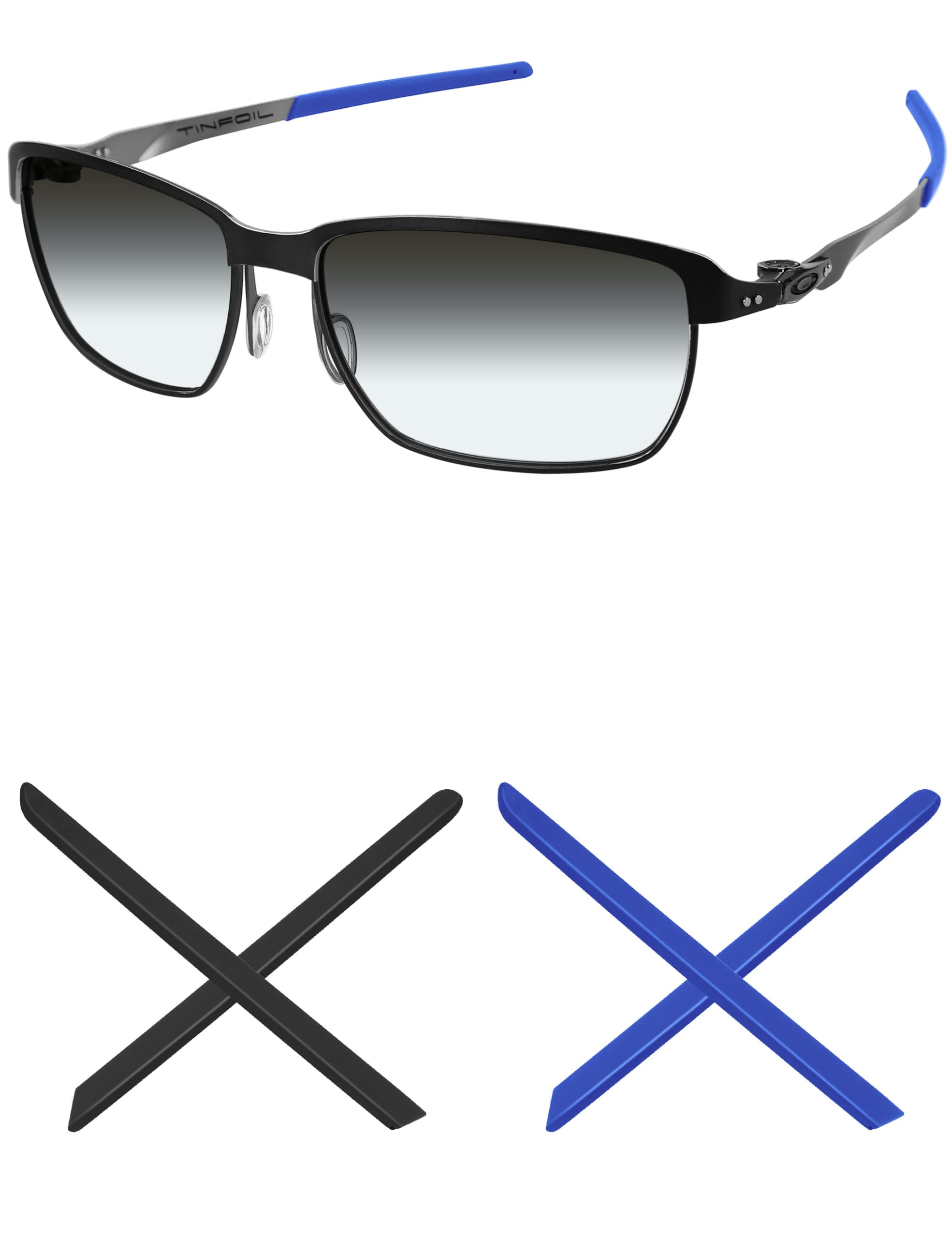 Mryok 2 Pair Replacement Earsocks Kits for Oakley Tinfoil OO4083 - Blue & Black