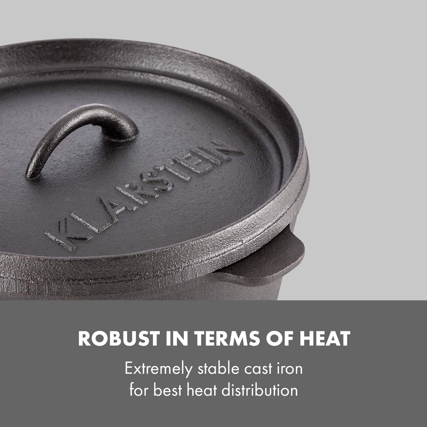 KLARSTEIN Hotrod Masterplan Dutch Oven Set, 7-Piece Cast Iron Pot Set for BBQ, Cooking, Serving, Frying, Baking, Open Fire, Extra-High Lid Rim, Includes Wooden Transport Box, Easy Handling