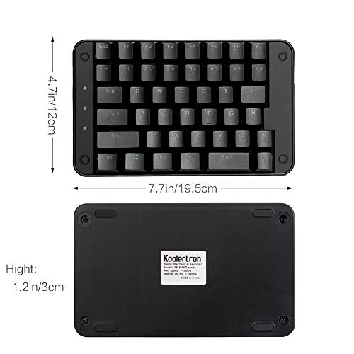 Koolertron Gateron Red Switches Programmable Gaming Keypad, Mechanical Gaming Keyboard with 43 Programmable Keys, Single-Handed Keypad Macro Setting (Gateron Red Switche)