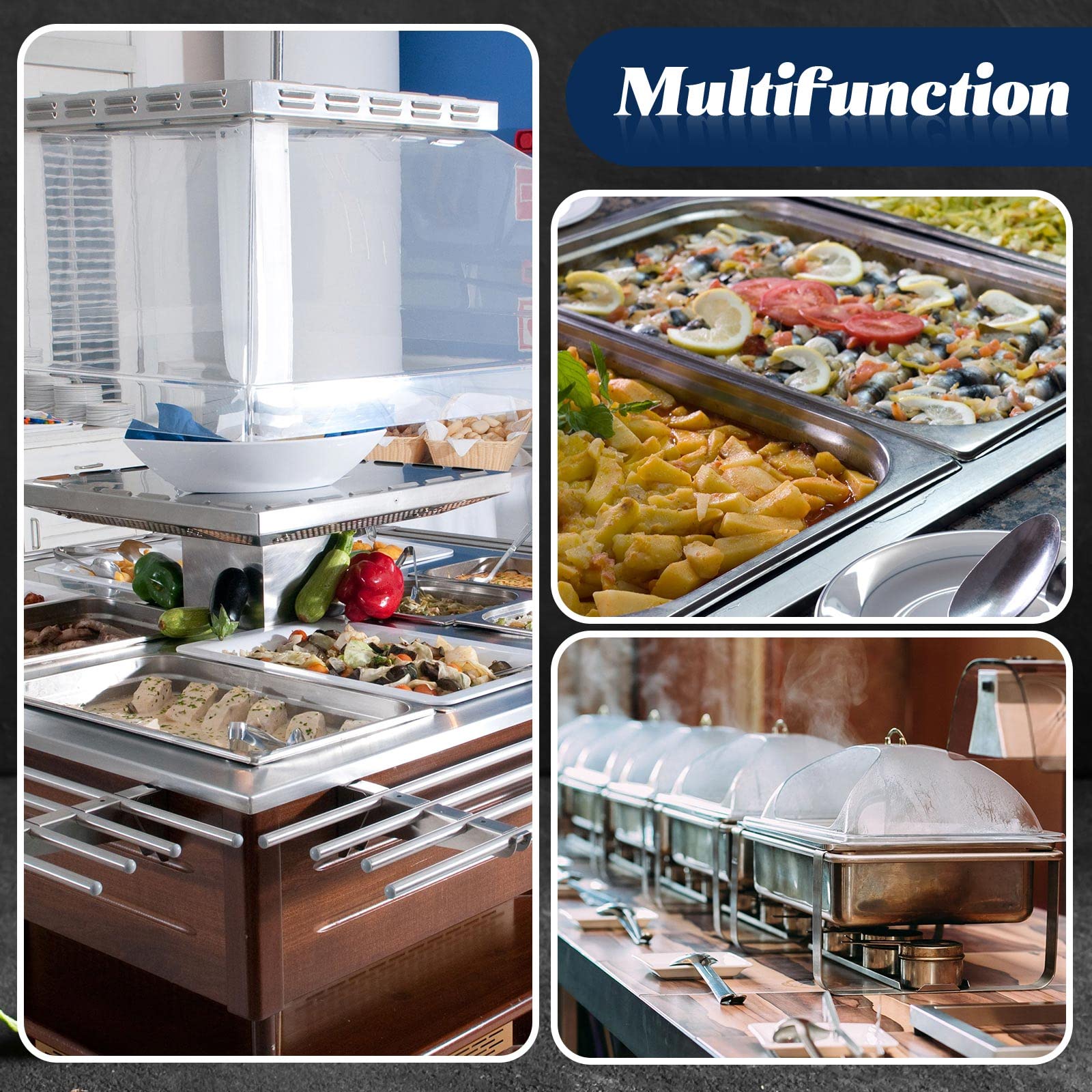 Steam Table Pan Hotel Pans 4 Inch Deep Commercial Stainless Steel Pans Food Catering Pans for Restaurant Buffet Dish Tray (6 Pack, 1/2 Size)