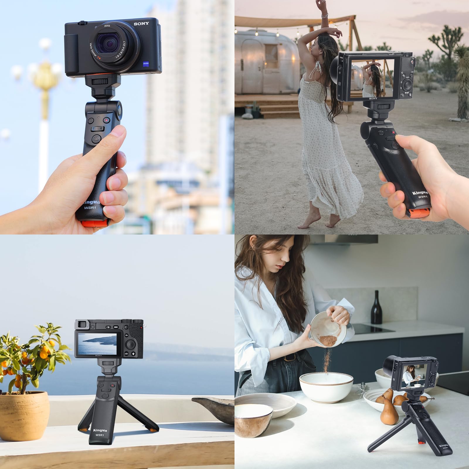 King Ma Mini Tripod for Camera Tripods Small Travel Tripod Grip with Wireless Bluetooth Handle Desktop Tripods Compatible with Sony A7C ZV-E10/1F/E/1 A6400/6000/6600 A7R3/4/5 A7M3 A7RM3 RX100M7 7SM3