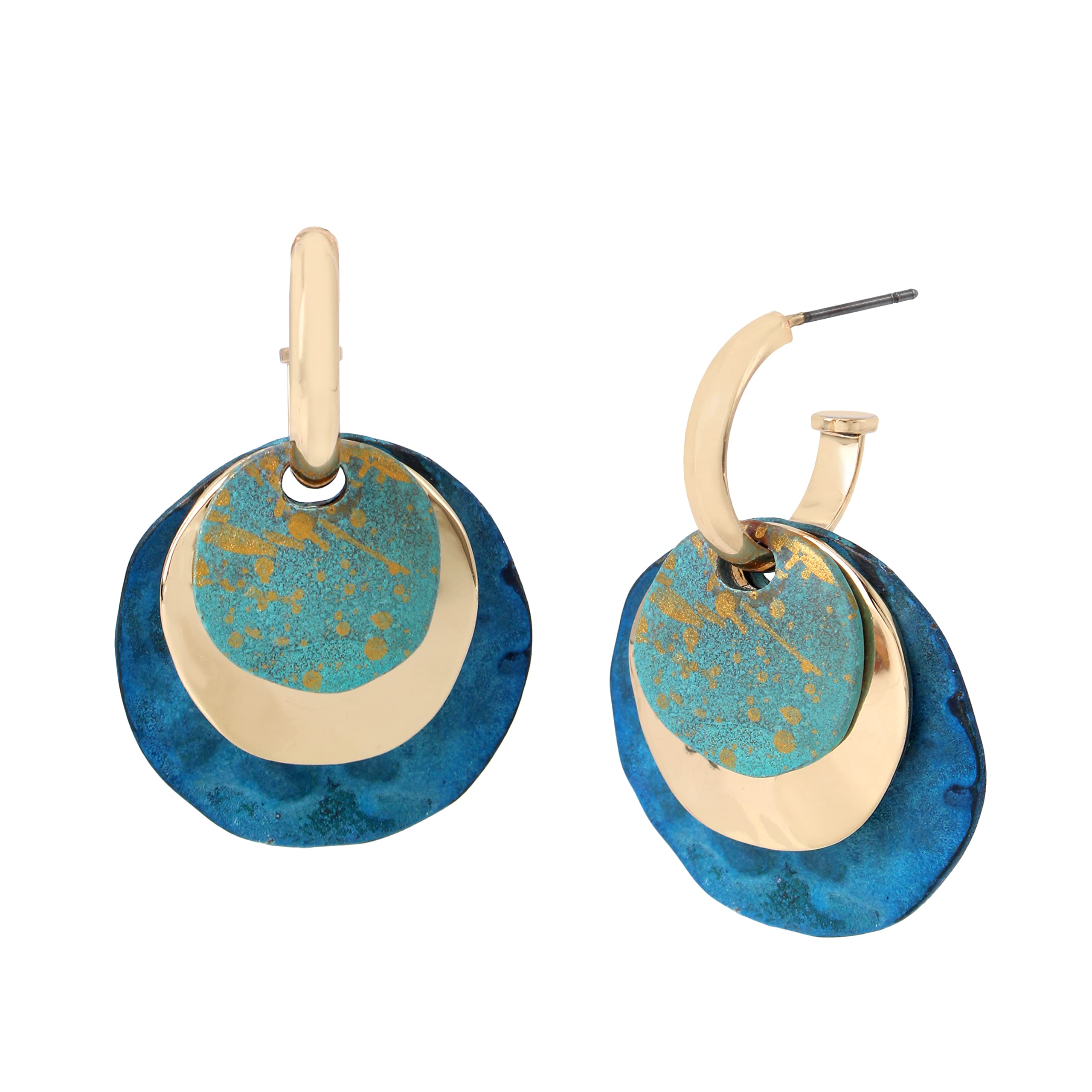 Patina Disc Huggie Earrings