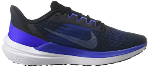 Nike Men's Air Winflo 9 Sneaker, Black White Old Royal Racer Blue, 11