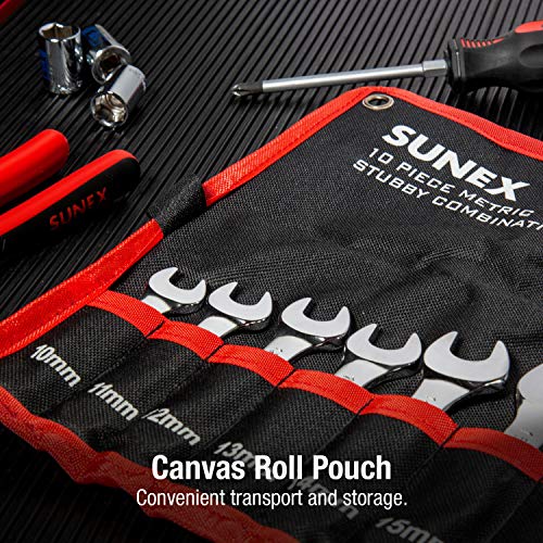 Sunex 9930M Metric Stubby Combination Wrench Set, 10-Piece