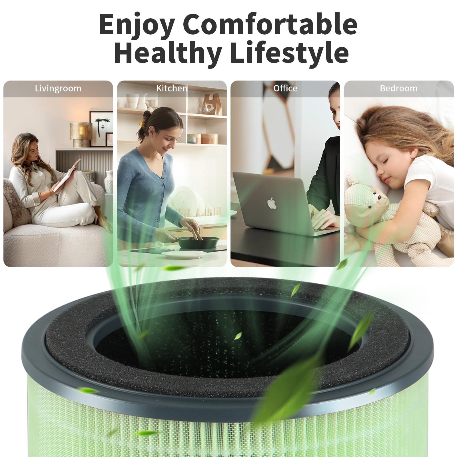 SAKEGDY True HEPA Replacement Filter, Compatible with TEC.BEAN JH50G-M Purifier/A Aromacare Purifier, part# 22902 / Homvana H201 Purifier, 3-IN-1Filtration, 2 Pack.