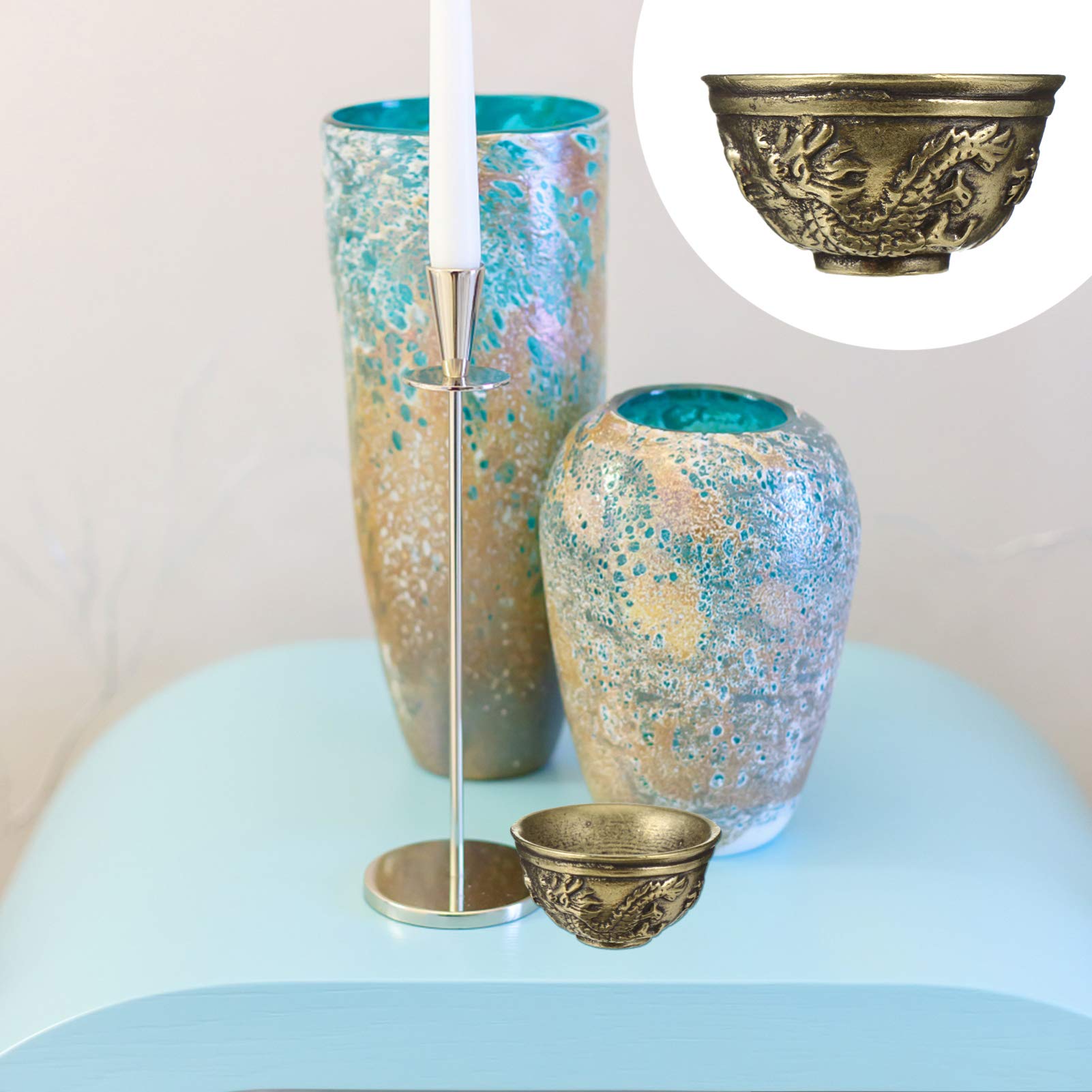 NUOBESTY Tibetan Buddhist Water Offering Bowl Decoration Bowl Great for Altar Use Ritual Use Incense Burner Smudging Bowl Buddha Worship Utensil