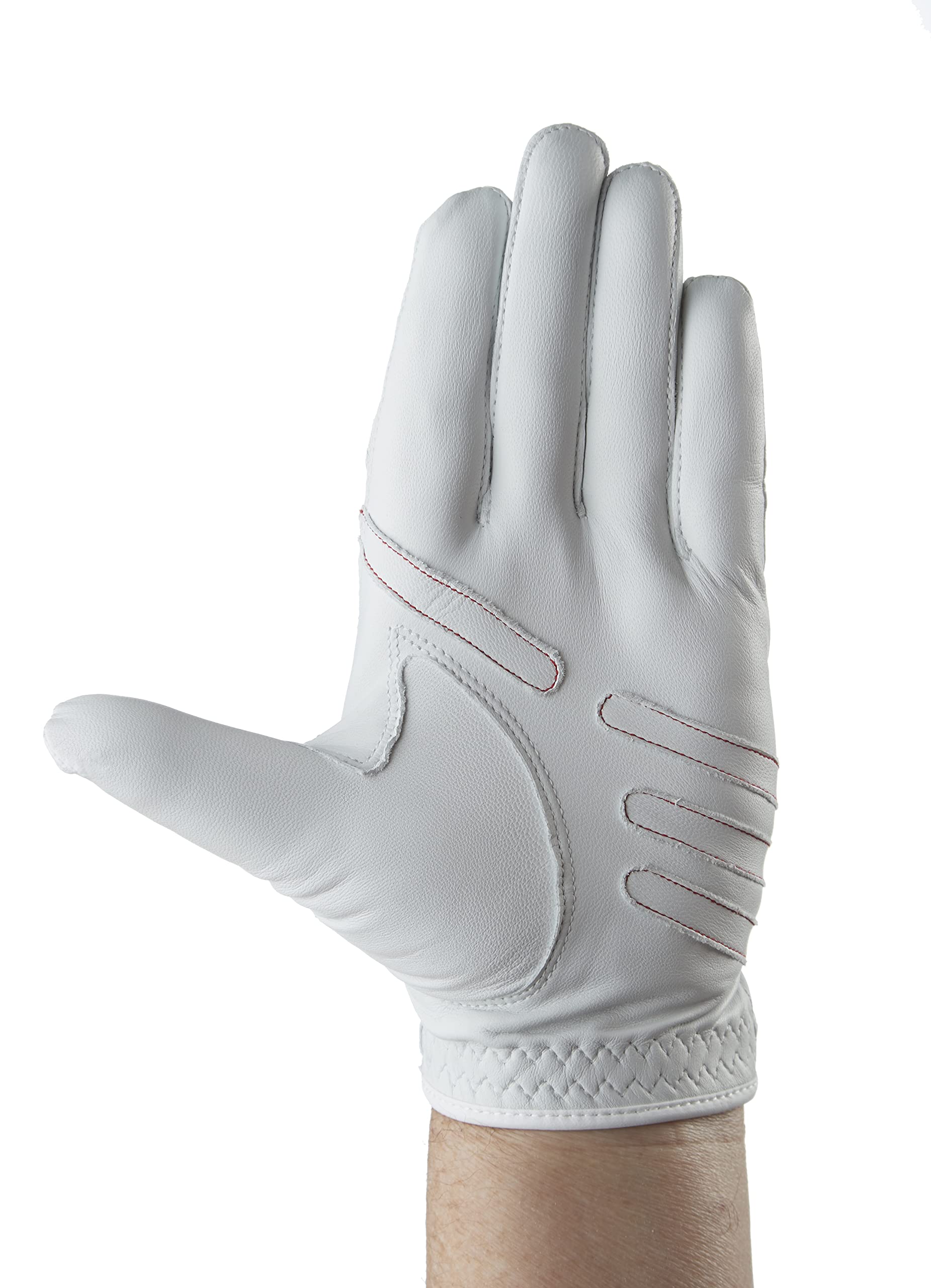 Nice Shot Trident Golf Glove with Power Grip Strips in Premium White Cabretta Leather Men's Left Hand - XLarge