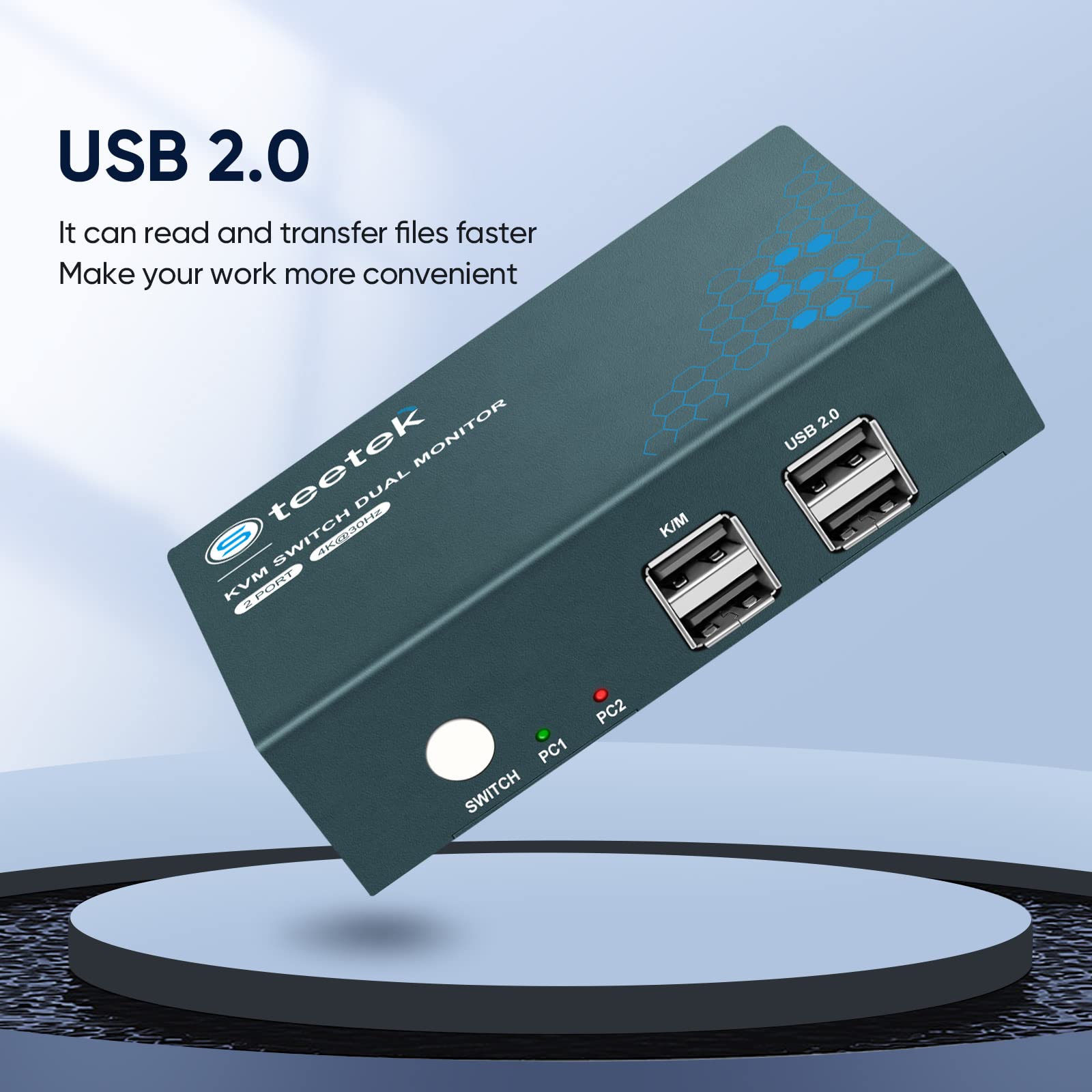 Steetek Dual Monitor KVM Switch 2 Port 4K@30Hz, HDMI KVM Switch Extended Display for 2 Computers Share 2 Monitors and 2 USB 2.0 Hub, Hotkey Switching, 4 HDMI and 2 USB Cables Included.
