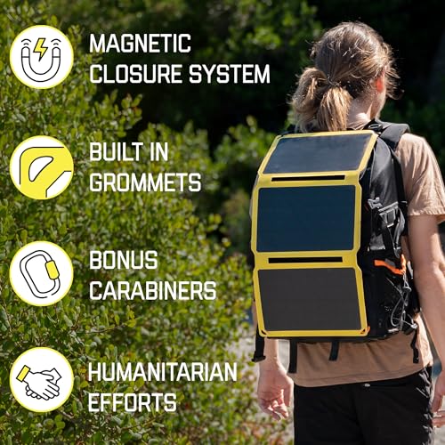 SunJack 25 Watt Foldable IP67 Waterproof ETFE Monocrystalline Solar Panel Charger with USB-C and USB-A for Cell Phones, Tablets and Portable for Backpacking, Camping, Hiking and More