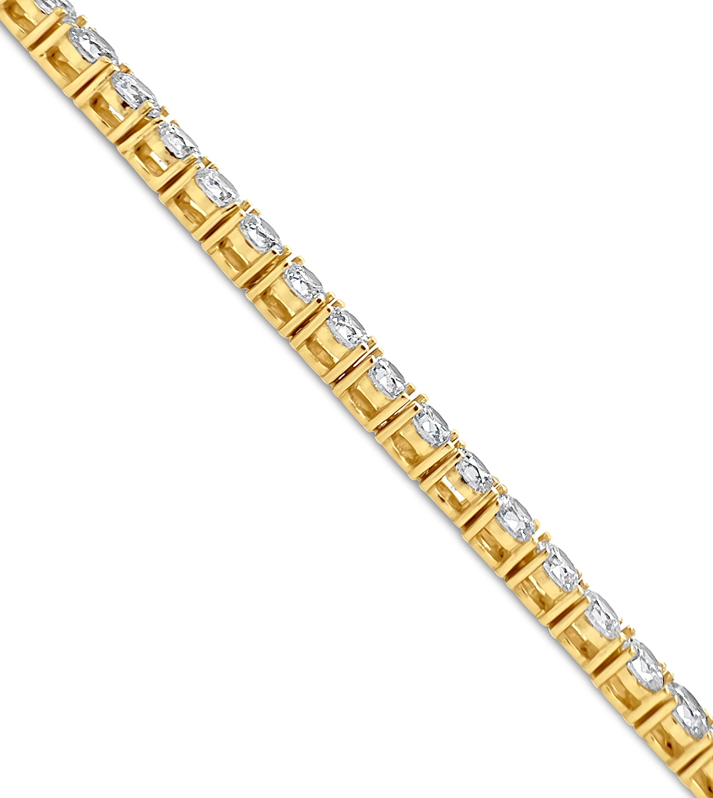 Olive & Chain Diamond CZ Tennis Bracelet, Set in 925 Sterling Silver with 14k Yellow Gold Plating, Unisex Men’s Women’s