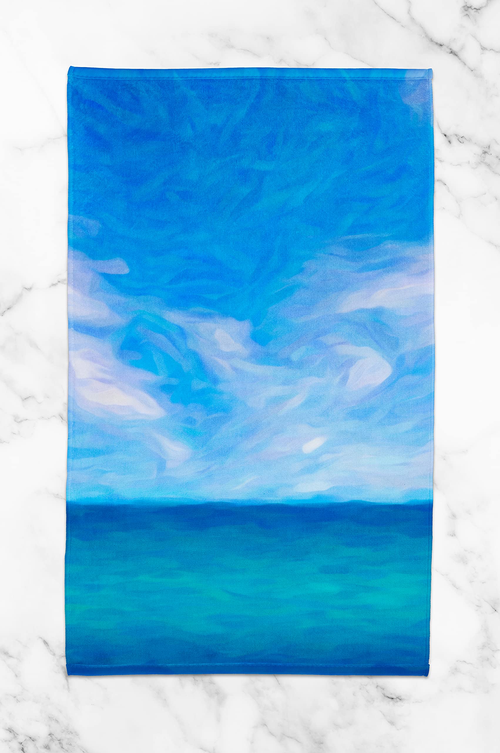 Ocean Horizon Hand Towel - Ocean View Kitchen Towel - Bathroom Hand Towel - Cotton Terry Cloth - 15"x25"