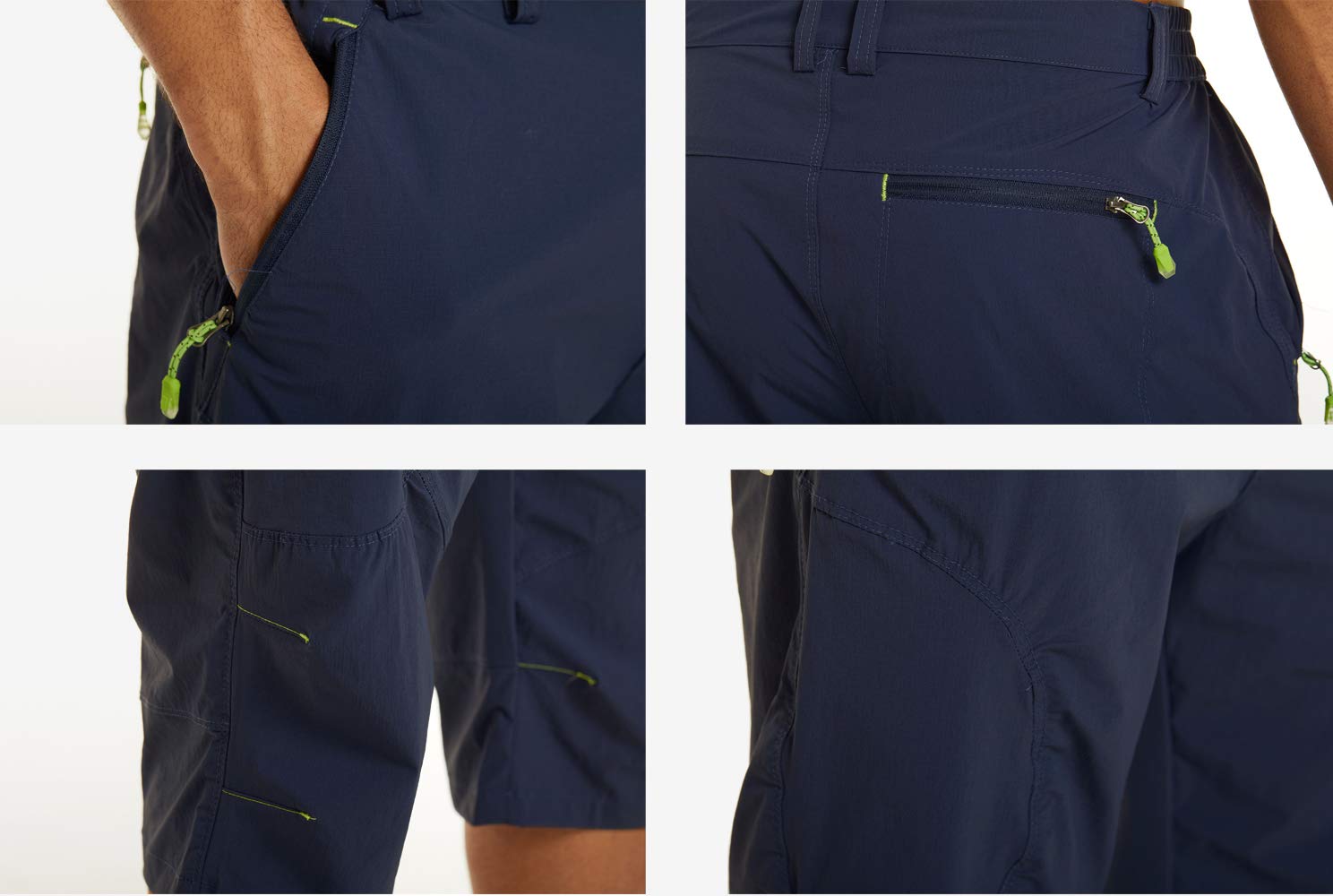 LACSINMO Men's Below Knee Shorts Quick Dry 3/4 Hiking Long Walking Shorts Summer Thin Capris with 4 Zipper Pockets Royal Blue