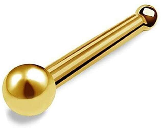 PAIR 18G IMPLANT GRADE GOLD PVD TITANIUM BALL NOSE DIMPLE END STUD BODY JEWELRY Style 88888-1208