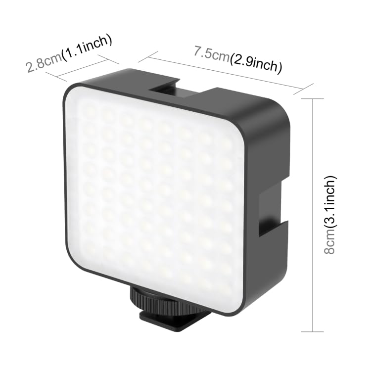 LED Video Light with 3 Cold Shoe, PULUZ on Camera Video Light LED 49 3W Dimmable Video Splicing Fill Light with 1/4" Thread for Canon for Nikon for Sony and Other DSLR Cameras