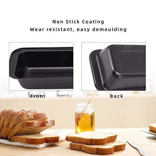 YYQTGG Baking Loaf Bread Pan, Uniform Air Flow Reusable and Durable 3PCS Black Carbon Steel Rectangular Mould Pan Fast Heat Conduction for Home Kitchen