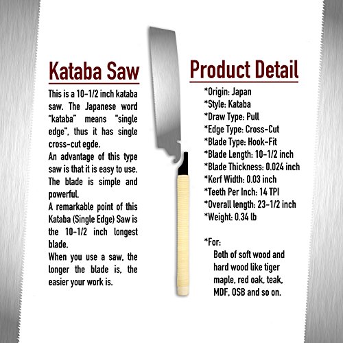 SUIZAN Japanese Hand Saw 10.5 Inch Kataba Single Edge Pull Saw for Woodworking Tools Gifts