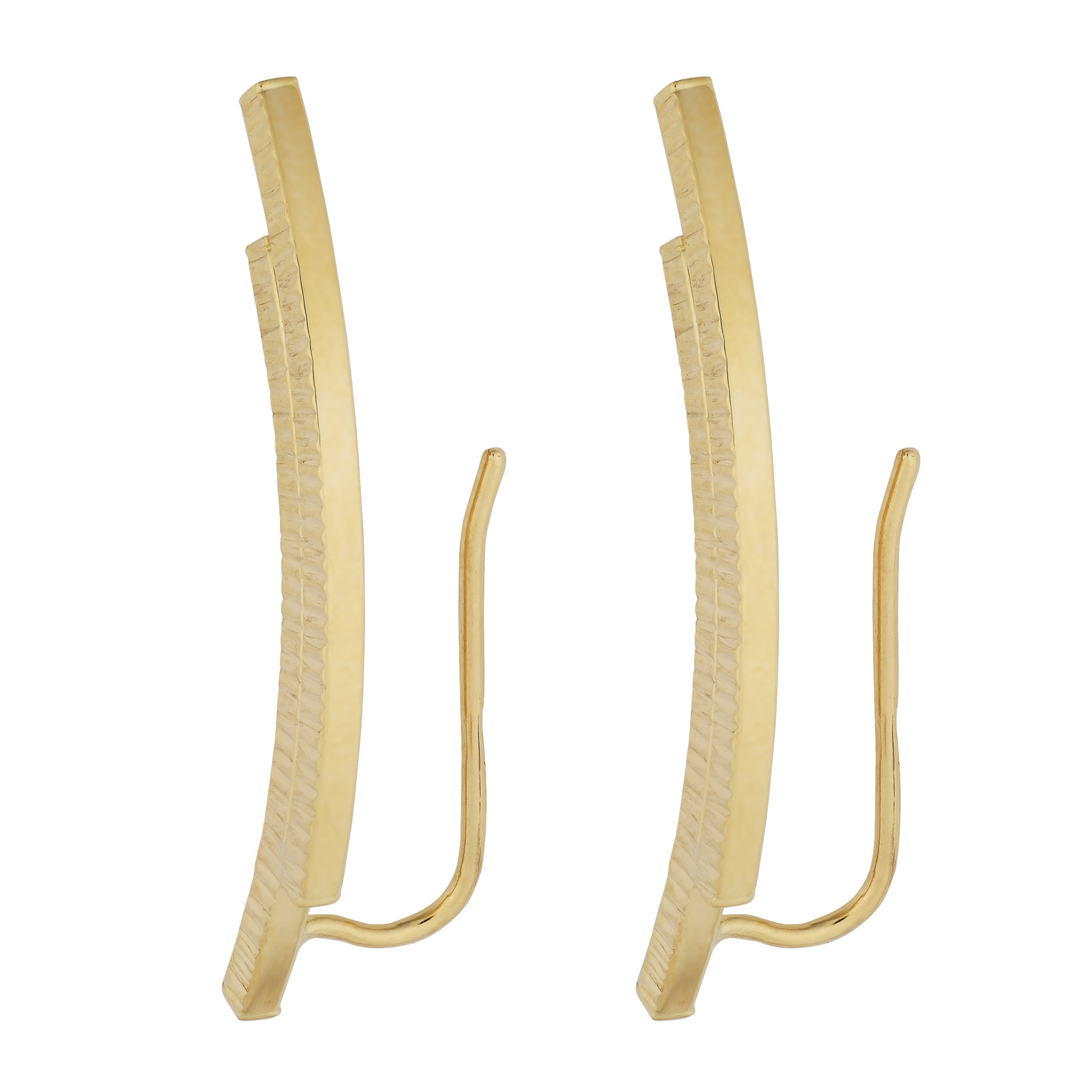 Kooljewelry 14k Yellow Gold Double Curved Bar Climber Earrings