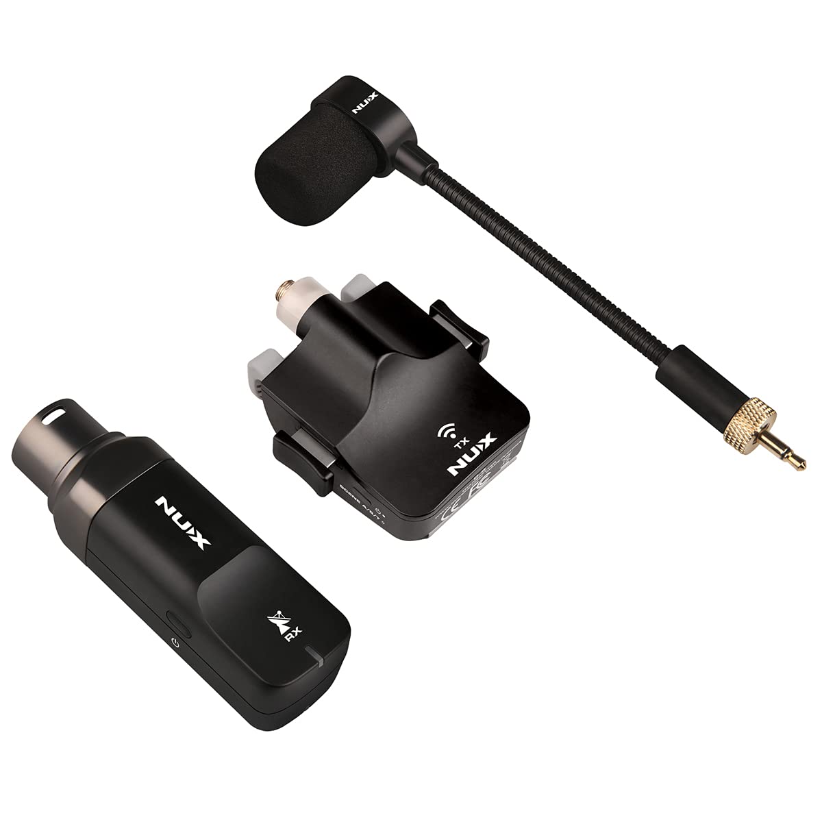 NUX B-6 Saxophone Wireless System with Charging Case,Operation Range of 20 Meters,High-Resolution 24- bit/44.1kHz Audio,2.4GHz Wireless Saxophone Microphone
