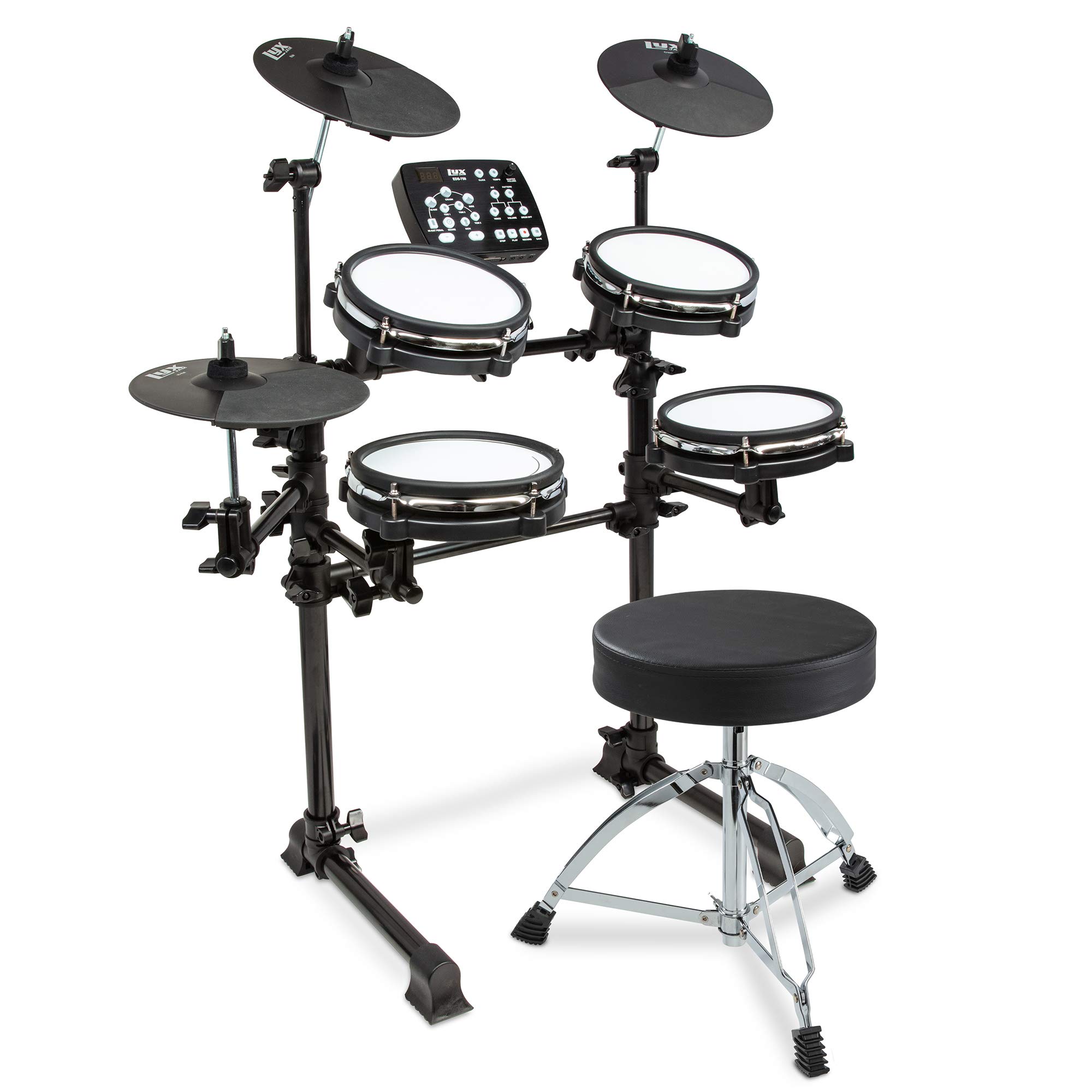 LyxJam Drum and Keyboard Throne Stool Padded Soft Seat Height Adjustable Portable Foldable Drummer Seat for Kids and Adults