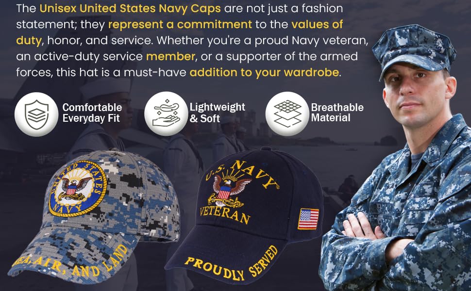 Trendy Zone 21 US Navy Veteran Hat for Men and Women, Officially Licensed Product | United States Navy (USN) | Ideal for Gifting | Navy Blue
