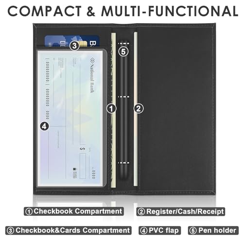 LYOOmaLL Leather Checkbook Cover for Personal Checkbook, Checkbook Cover For Women & Men, RFID Blocking Checkbook Holder Wallet for Duplicate Checks