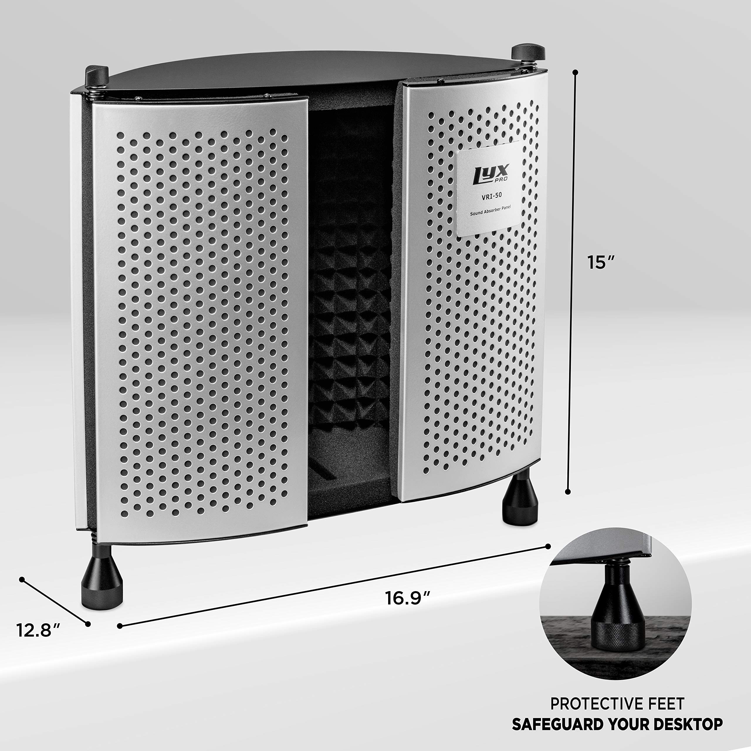 LyxPro Sound Absorbing Acoustic EVA Foam Isolation Portable Microphone Shield, Vocal Recording Panel, Four Side Enclosed High Performance, Collapsible - Stand Mountable - VRI-50