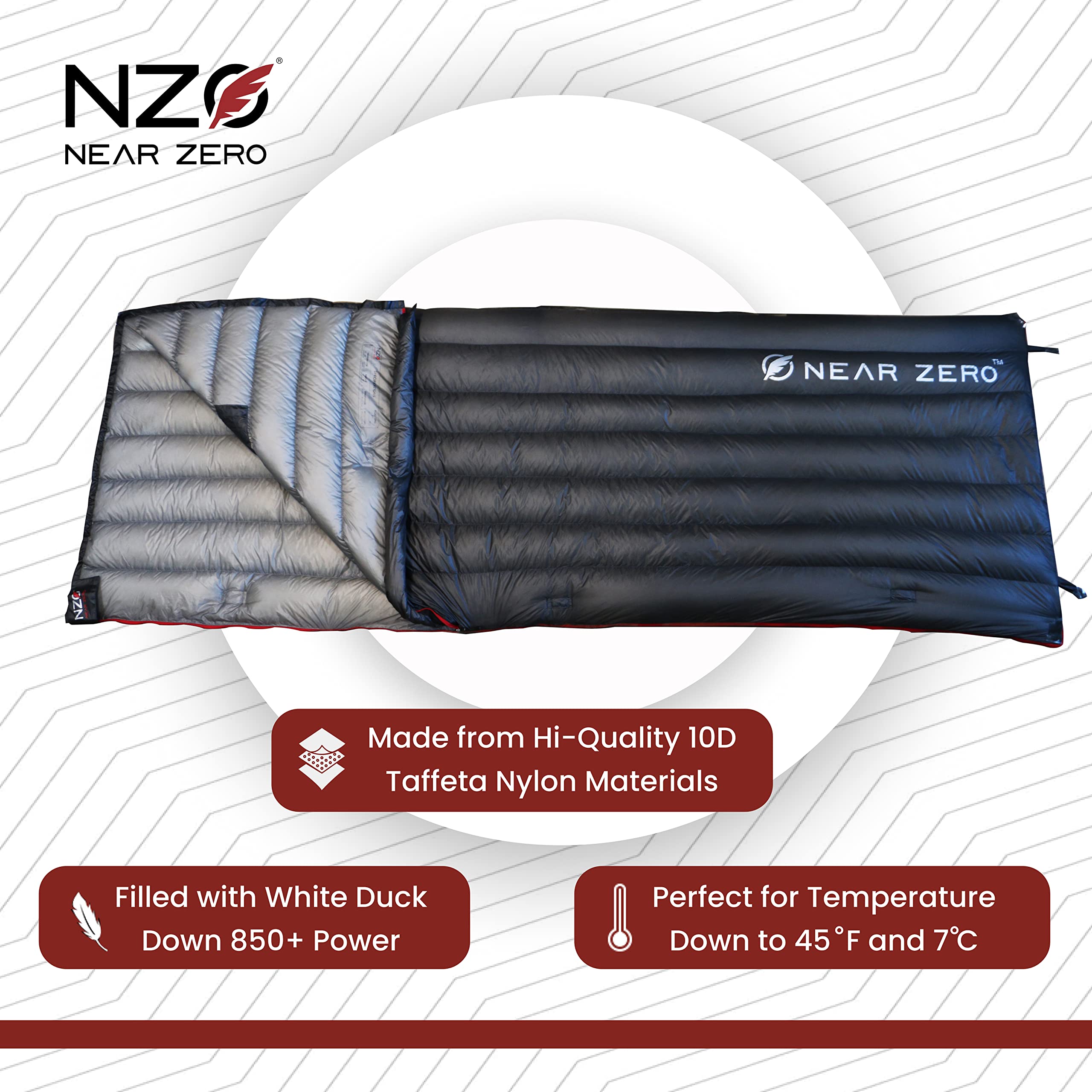 NEAR ZERO Quilt ONE Ultralight 850+ Power Down Quilt and Sleeping Bag for Camping | Zip Together to fit 2 Adults | | Unisex Ultra Compact Camping Equipment for All Seasons with Compression Sack