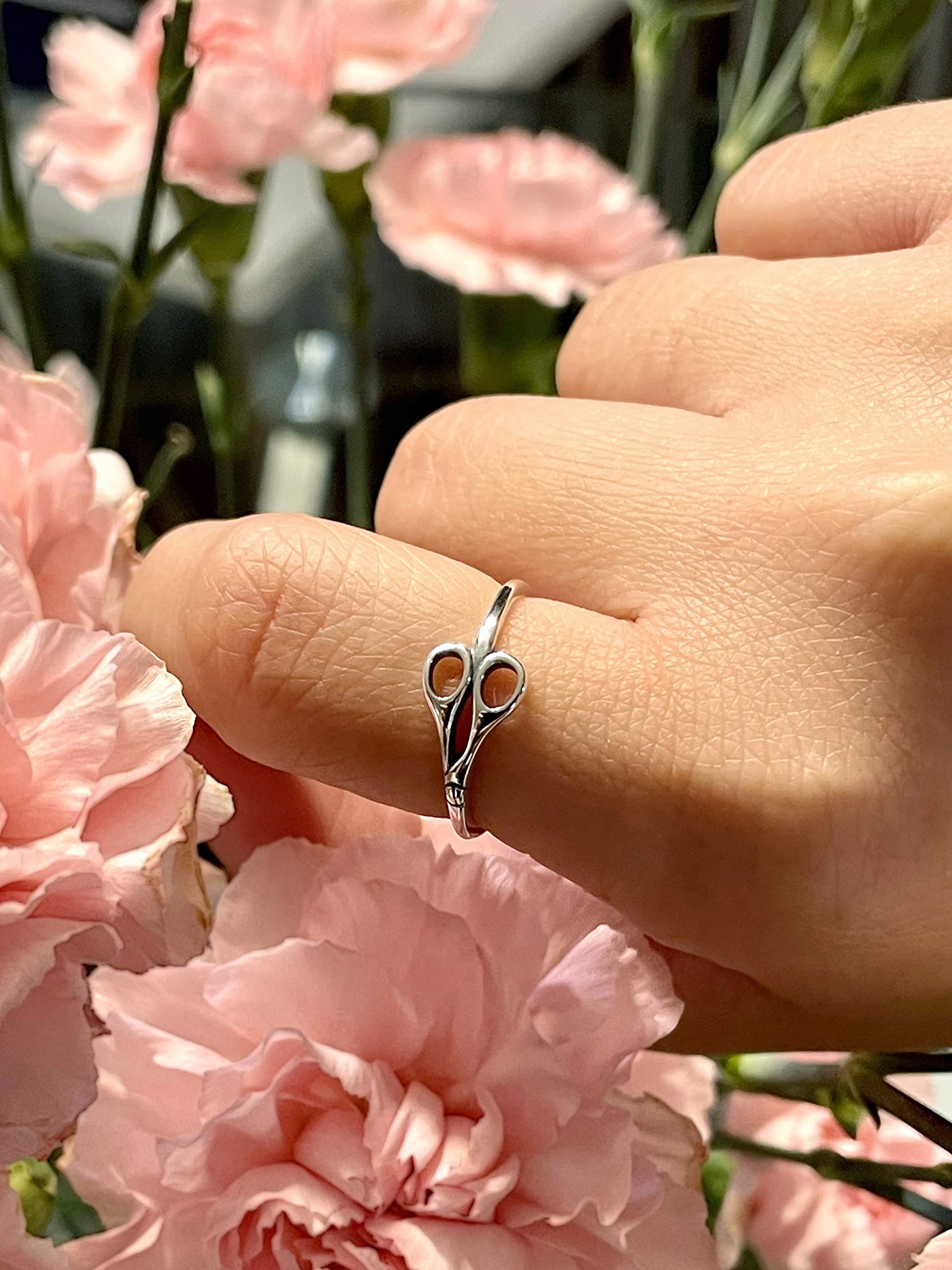 PERFECTJEWELZ Scissors Ring 925 Sterling Silver 8mm Casual Band Size 4