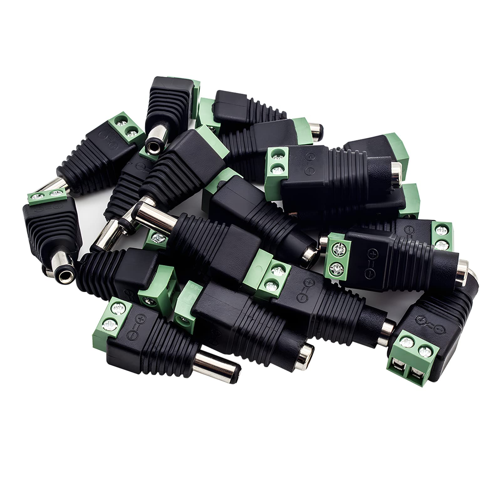 ThePoEstore 10 Pairs(5.5mm X 2.1mm) DC 12V 5A Power Plug Male and Female Barrel Plug Jack Adapter,for CCTV Security Camera LED Light Strip