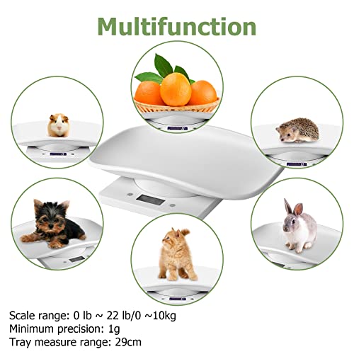 YTCYKJ Digital Pet Scale, Multi-Function LED Kitten Scale Digital Weight Accurately, Perfect for Puppy/Кitty/Hamster/Hedgehog/Food, Capacity up to 22 lb, Length 11inch