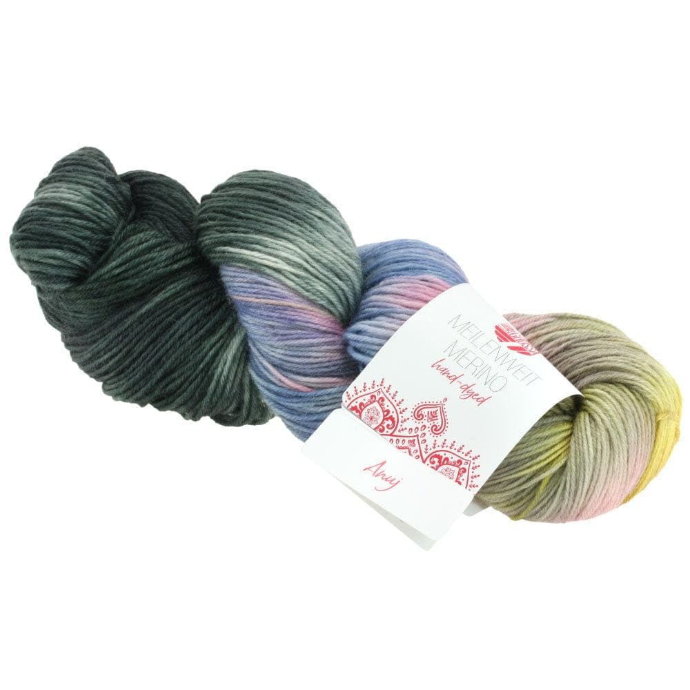 Lana Grossa Hand Dyed Meilenweit 100 Merino Rainbow Yarn, 614 Anuj