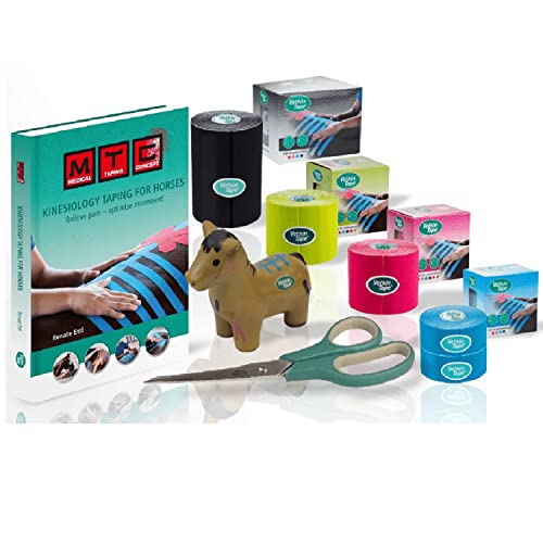 VetkinTape Introductory Offer | Equine & Canine Kinesiology Tape | Horse Taping Book | 3 Sizes Veterinary Kinesiology Tape (2.4 inch - 3.9 inch - 1.2 inch)| Premium Scissor