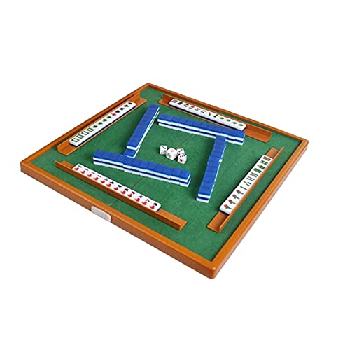 Portable Mini Chinese Mahjong Set, with Foldable Table Indoor Entertainment Accessories Tile Game Activity Game for Home Travel Party