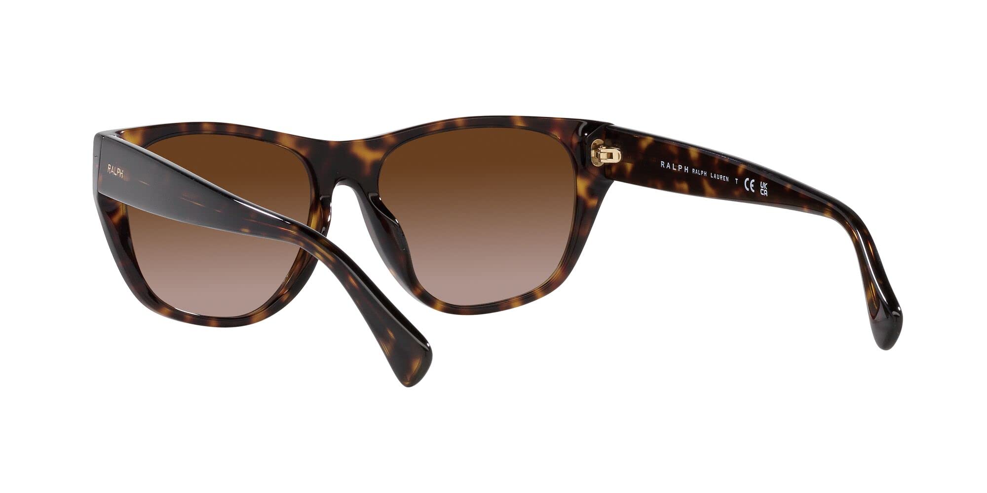 Ralph by Ralph Lauren Women's Ra5303u Universal Fit Square Sunglasses, Shiny Dark Havana/Gradient Brown, 55 mm