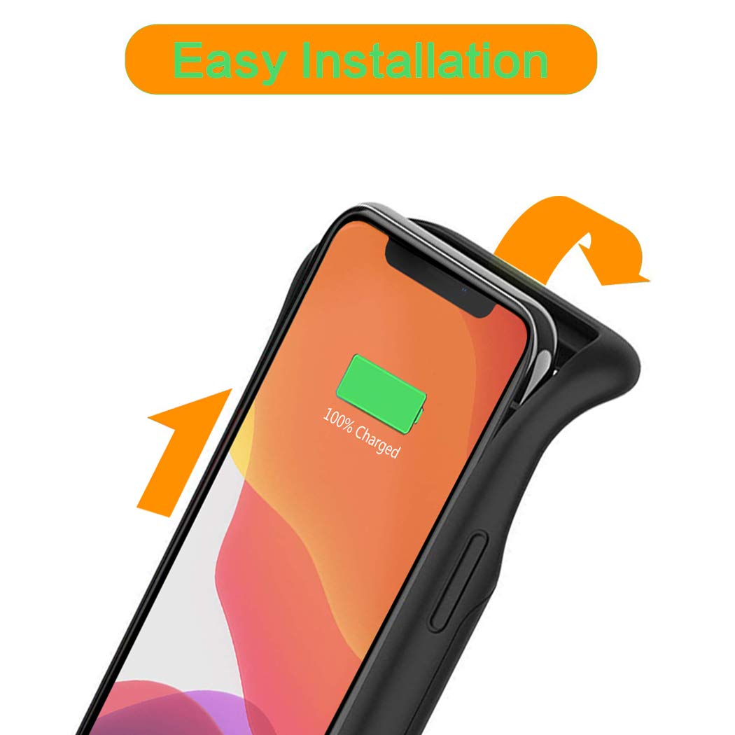 LALKONS Battery Case for2 11 Pro Max (6.5 inch) Rechargeable Extended Battery Charger Case (Black)