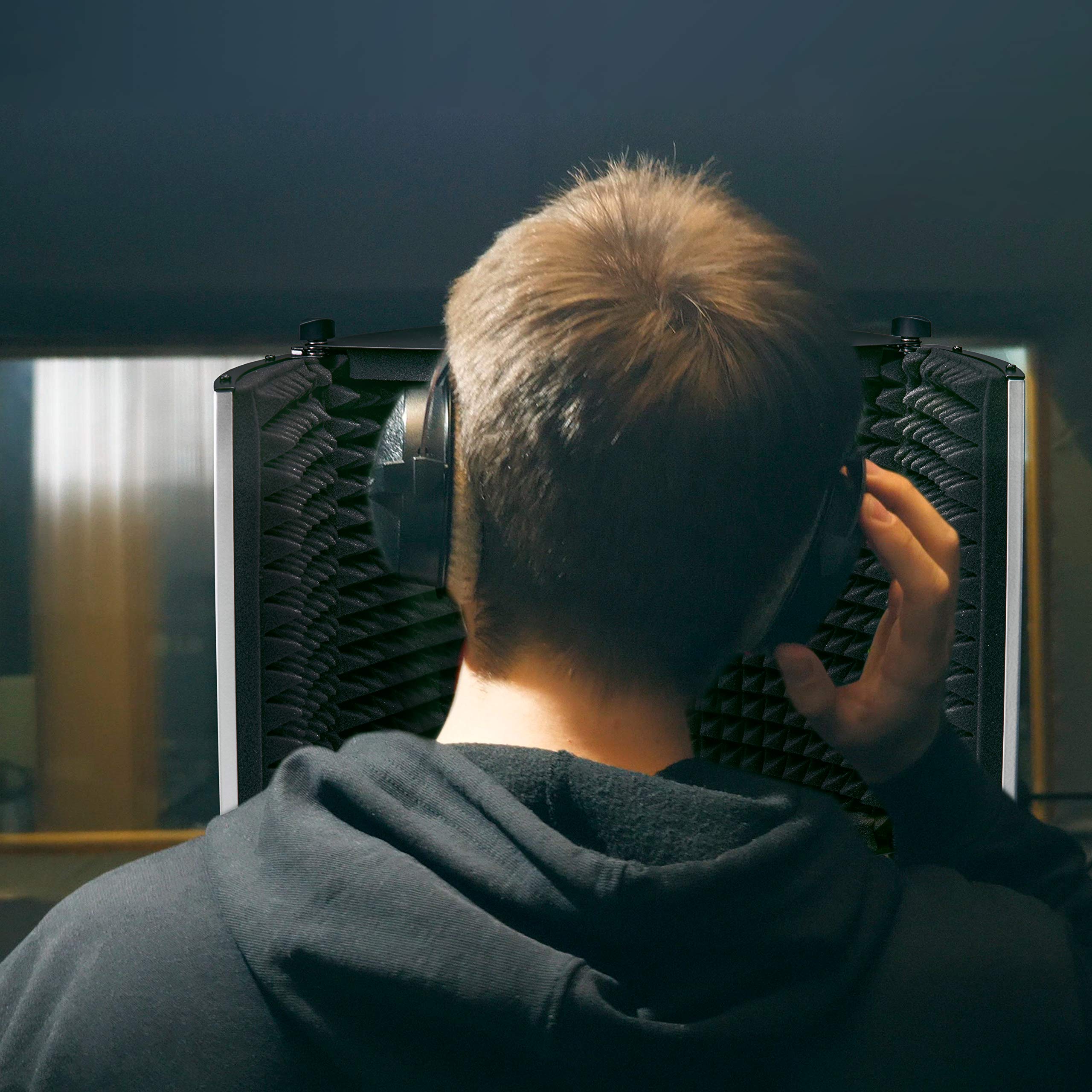 LyxPro Sound Absorbing Acoustic EVA Foam Isolation Portable Microphone Shield, Vocal Recording Panel, Four Side Enclosed High Performance, Collapsible - Stand Mountable - VRI-50