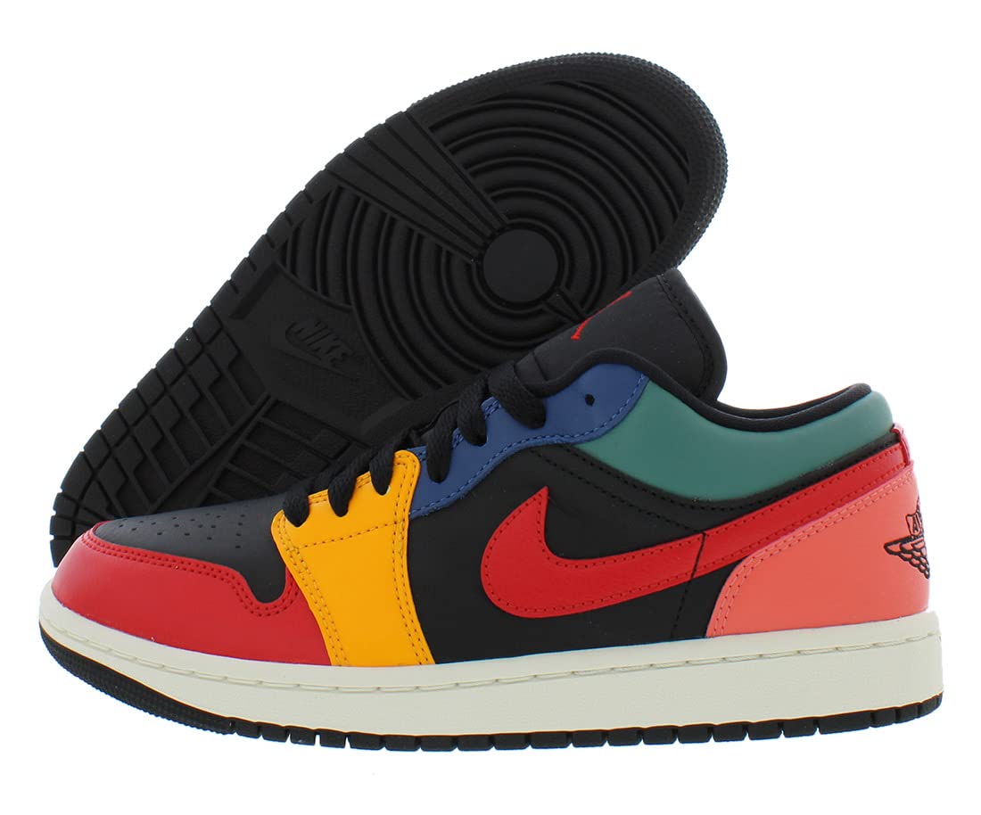 Nike Women's Air Jordan 1 Low UNC Basketball Shoe, Black/Fire Red-taxi, 7.5